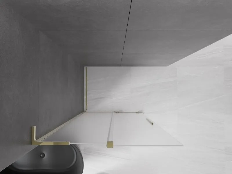 Mexen Velar L, posuvná sprchová zástěna Walk-in 110 x 200 cm, 8mm sklo námraza, zlatá lesklá, 871-110-003-33-50