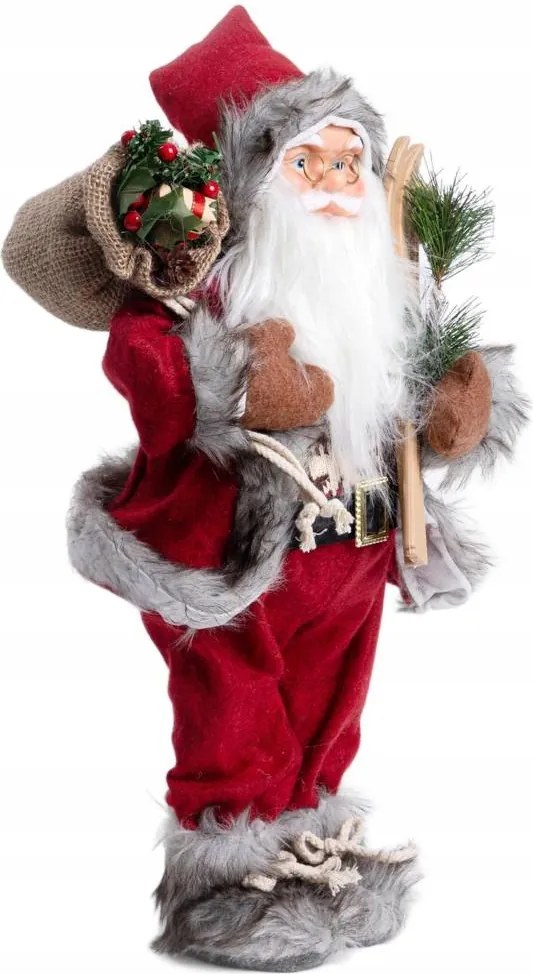 Clause Santa Claus červený Mikuláš s lyžemi 45 cm Homla