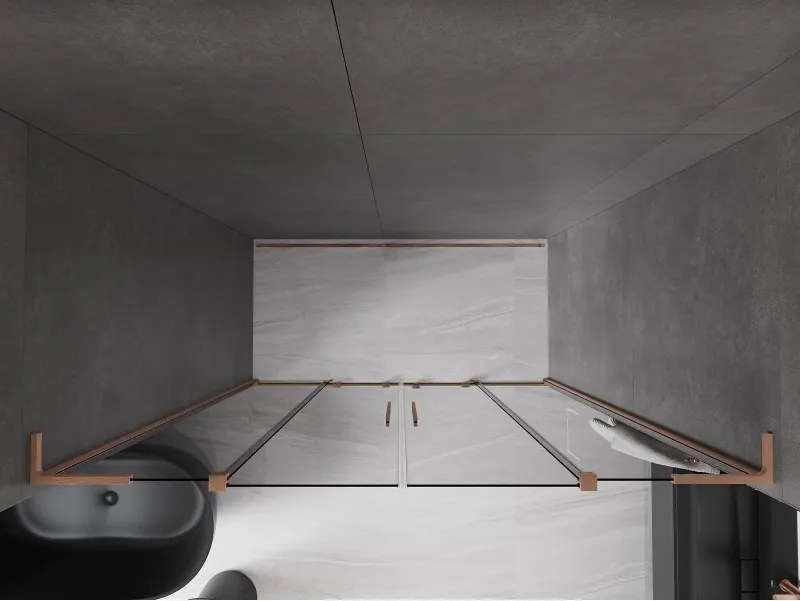 Mexen Velar L Duo, posuvné sprchové dveře do otvoru 170 cm, 8mm šedé sklo, měděná matná, 871-170-003-42-65