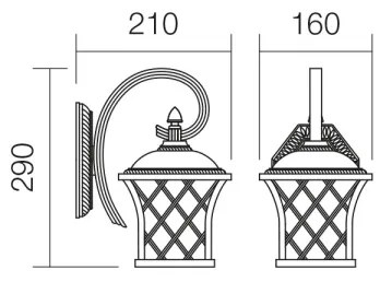 Redo 9951 - Venkovní nástěnná lampa BREMEN 1xE27/42W/230V IP23 zlatá/patina