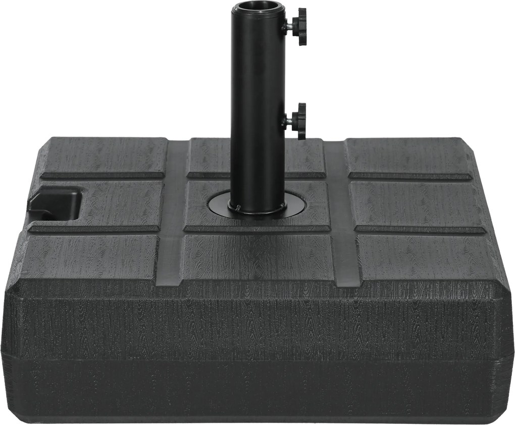Outsunny Obdélníkový Stojan na Slunečník S Plněním 30 kg Vody a 40 kg Písku pro Tyč Parasolu Ø32/38/48 mm, Zahrada na Terase 49x49x36,5 cm Černá | Aos