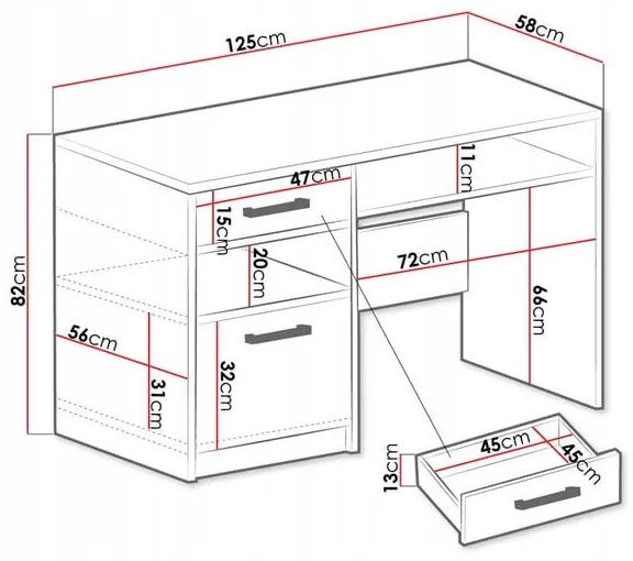 Psací stůl AGNESA - grafitový