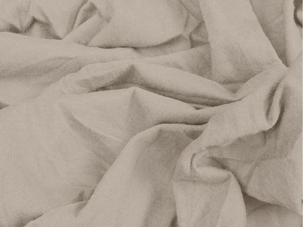 Sada krepového povlečení ASTORIA POLY krémové + prostěradlo Jersey 90 x 200 cm cappuccino, jednolůžko