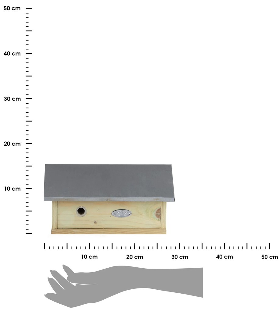 Domeček pro čmeláky Bee, 15x29x17 cm, dřevo/kov, hnědá