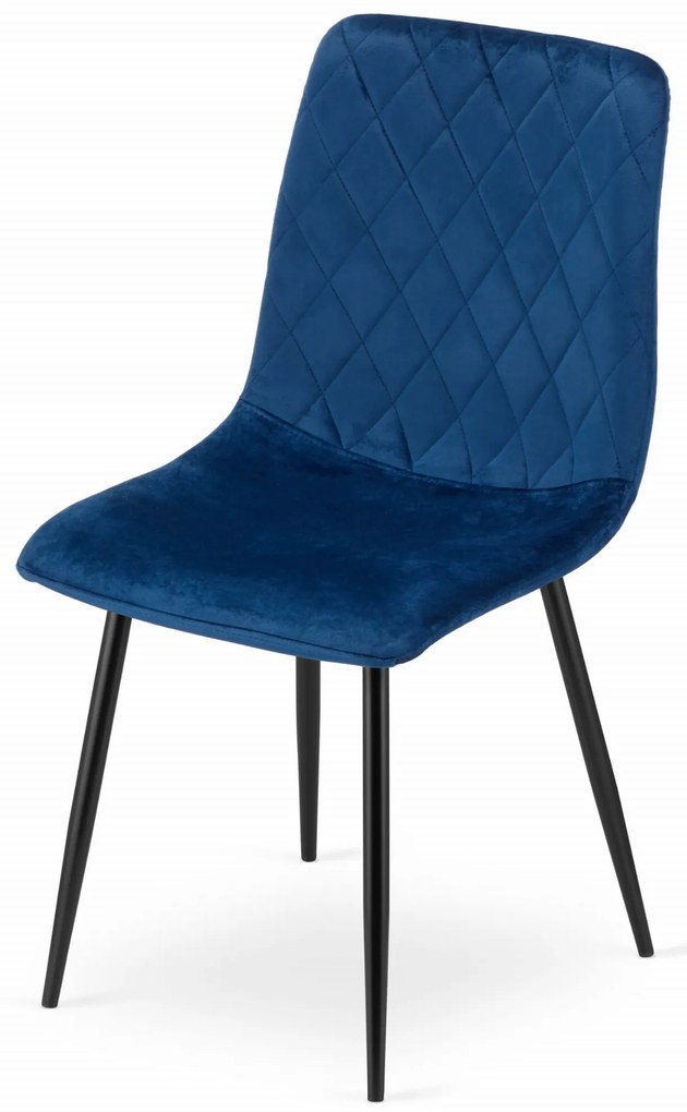 Modrá sametová židle TURIN s černými nohami