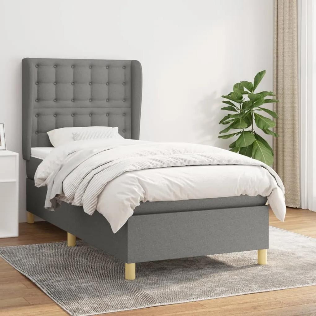 vidaXL Box spring postel s matrací 80 x 200 cm textil [3128798] Barva: Tmavě šedá