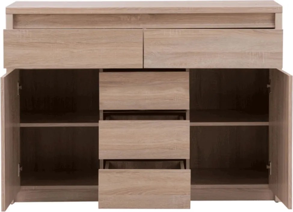 Komoda s dvířky a 5 zásuvkami Norton 127 cm Dub Sonoma