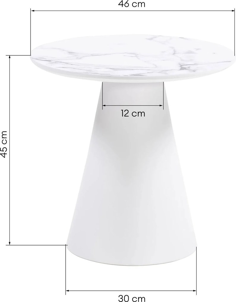 Konferenční stolek Margos 46 cm bílý/mramor I