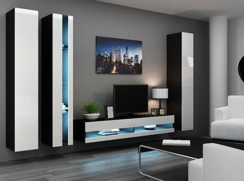 Cama Meble Obývací stěna VIGO NEW 7 Barva: černá/bílá