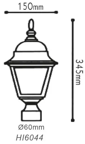 ACA Lighting Venkovní lucerna HI6044B max. 60W/E27/IP45, černá