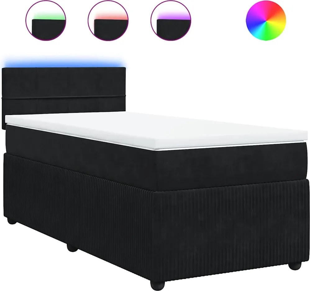 Box spring postel s matrací černá 80 x 200 cm samet 3289892