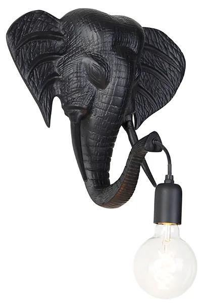 Vintage nástěnná lampa černá - slon