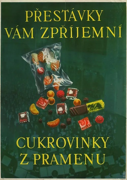 Plechová cedule Cukrovinky z Pramenu Velikost: A4 (30 x 20 cm)