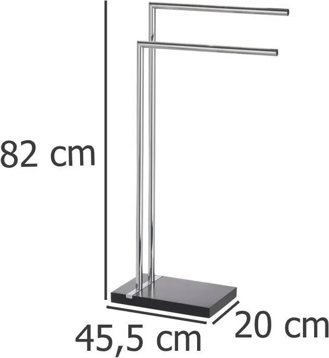 Koupelnový stojanový věšák na ručníky NOBLE BLACK, 2-ramenný, chromovaná ocel,WENKO
