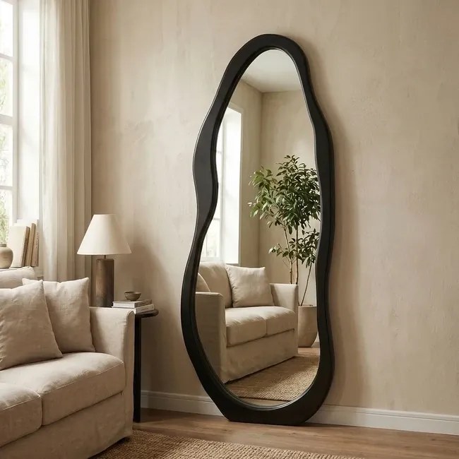 Asymetrické zrcadlo Organica černé 180 cm