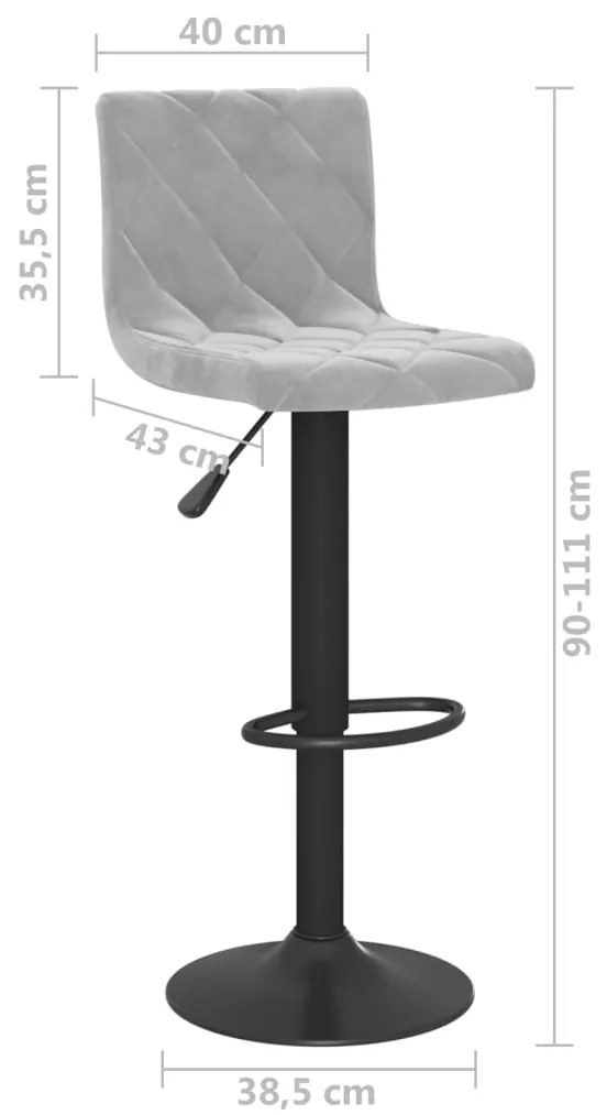 vidaXL Marketos Barové židle 2 ks světle šedé samet