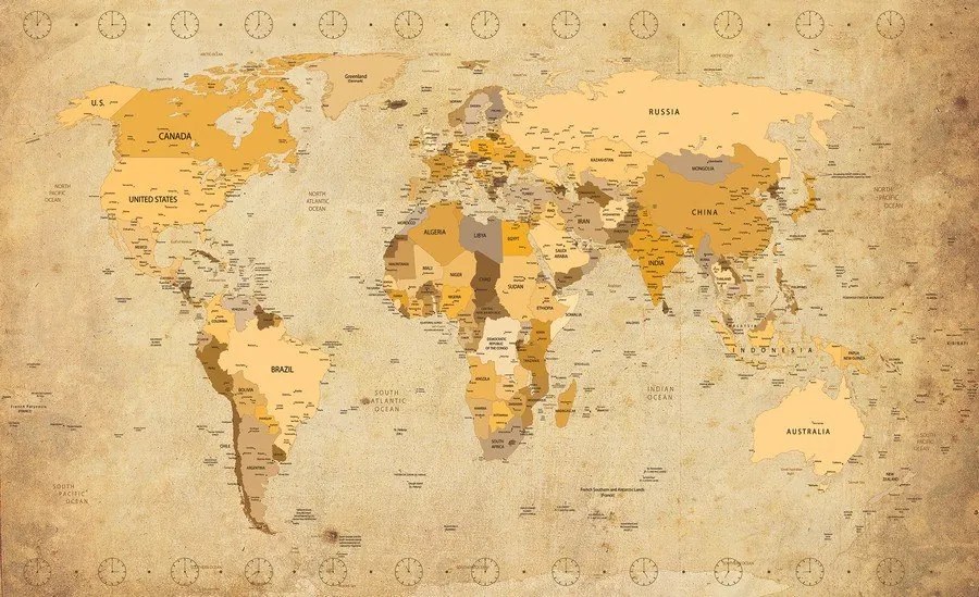 Postershop Fototapeta: Mapa světa (Vintage) - 254x368 cm
