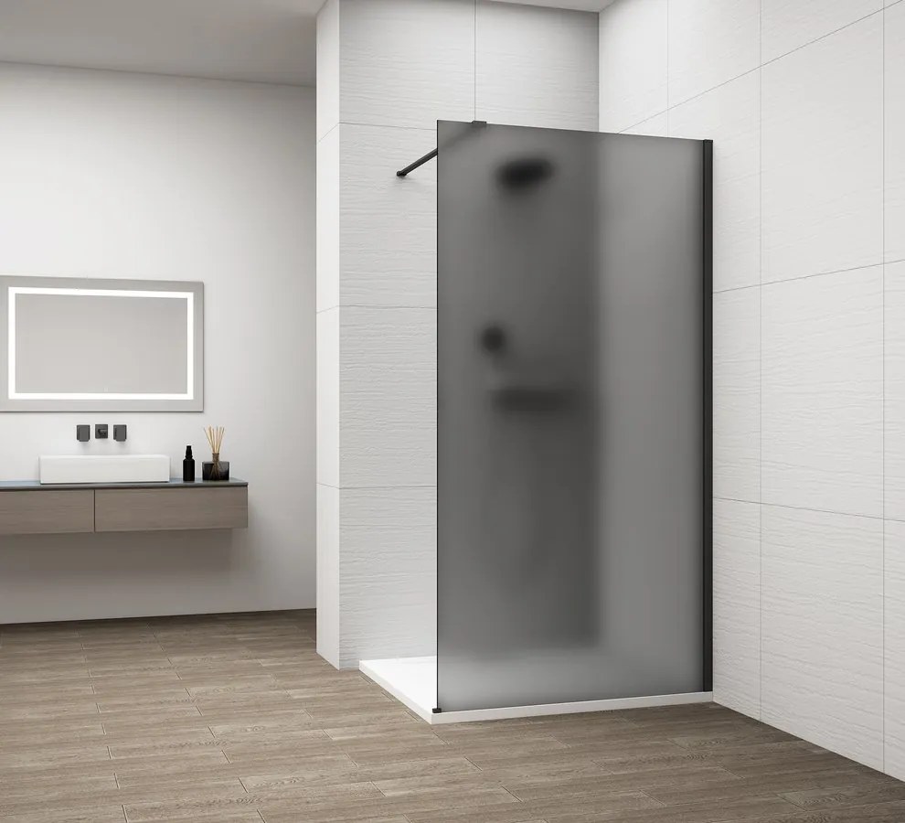 Polysan Esca Black Matt jednodílná sprchová zástěna 80 x 210 cm k instalaci ke stěně černá kouřové matné sklo ES1480-02