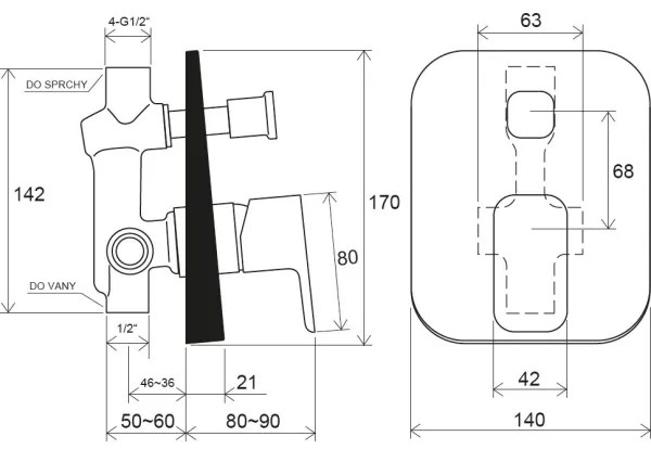 Ravak X070134 - Sprchová baterie pro podomítkovou instalaci FREE lesklý chrom