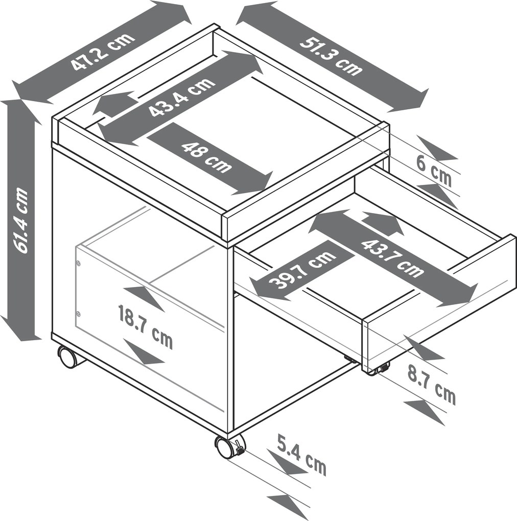 Tchibo - Kontejner na kolečkách s odkládací plochou - barva: bílá