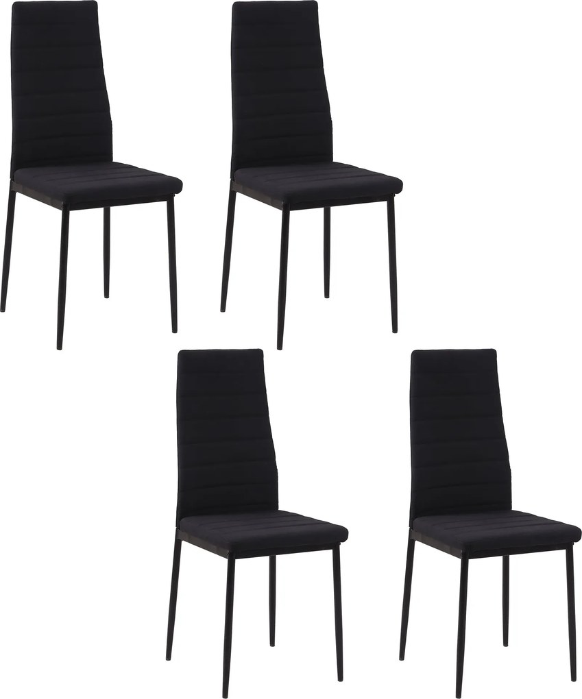 HOMCOM Set 4 čalouněných jídelních židlí z lnu - Moderní kuchyňské židle s vysokým opěradlem a kovovými nohami, nosnost 120 kg, pro obývací pokoj, 41…