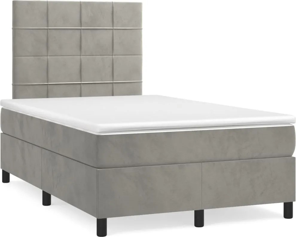 Box spring postel s matrací světle šedá 120 x 200 cm samet 3143013