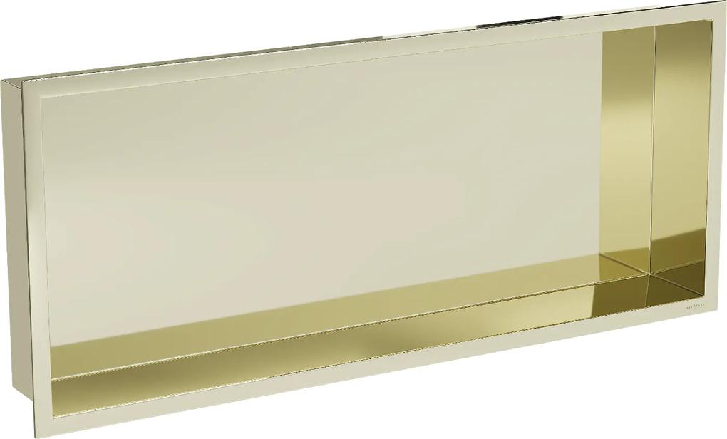 Mexen X-Wall-R, polička na zapuštění na obklad s límcem 75 x 30 cm, zlatá lesklá 1950753010