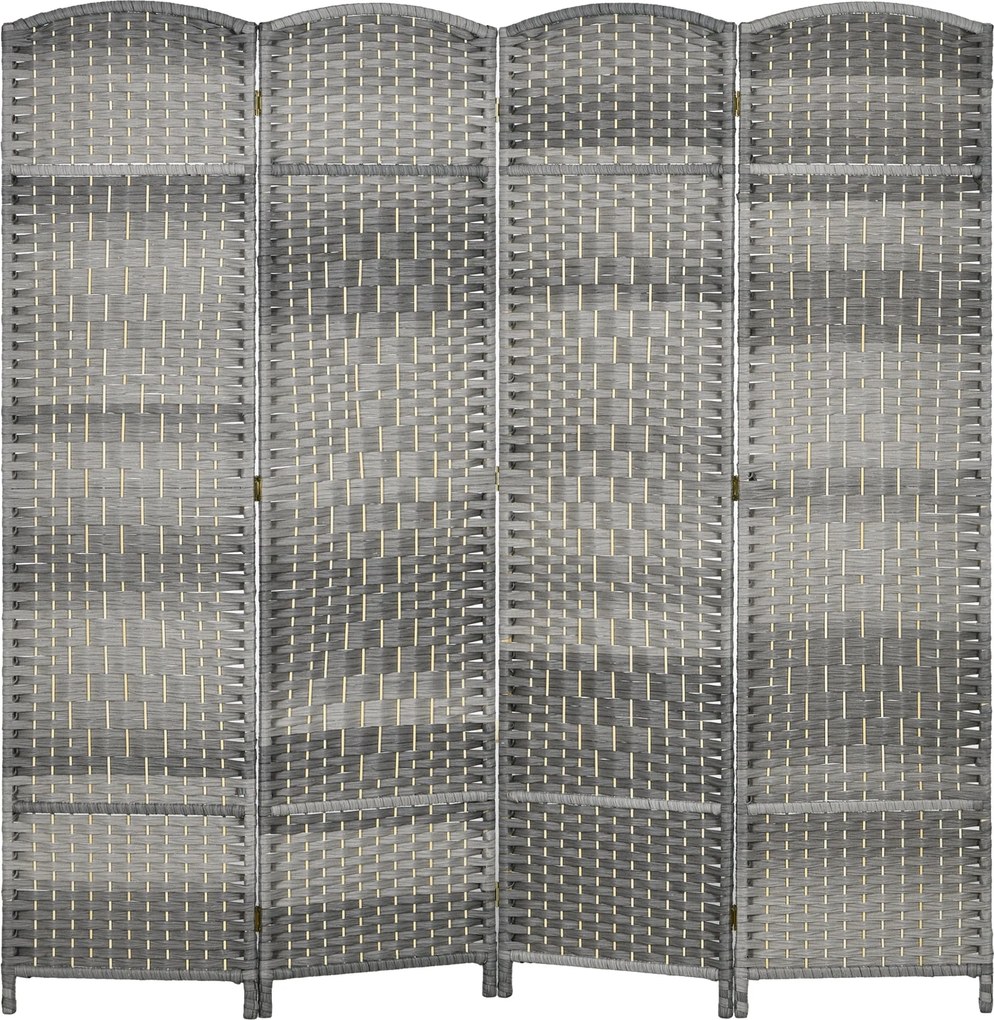 HOMCOM 4-panelový skládací paraván 180x180 cm Rozdělovač místnosti Ochranný paraván Polypropylen pro kancelář ložnici Šedá směs