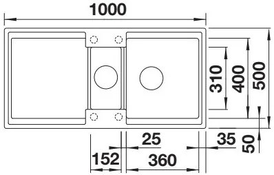 Blanco Adira 6 S, silgranitový dřez 1000x500x200 mm, 1,5-komorový, šedá vulkán, BLA-527604