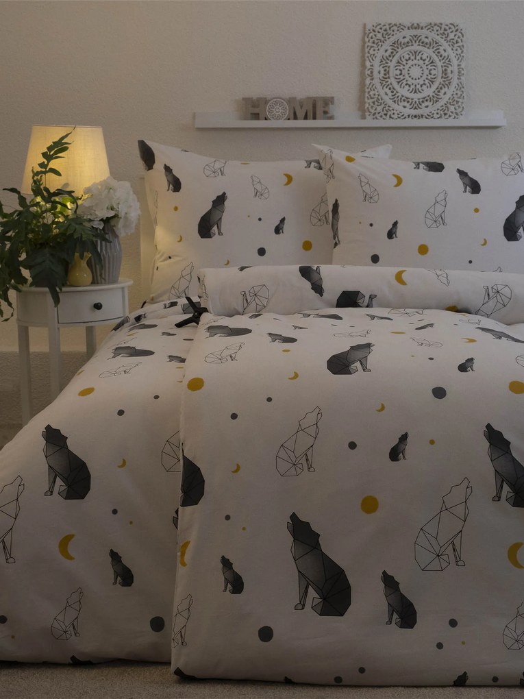 MK Lůžkoviny Francouzské bavlněné povlečení Renforcé - Vlci 220 × 200 cm, 2ks 70 x 90 cm