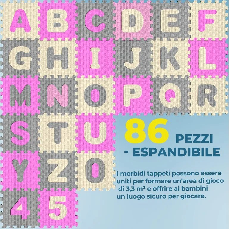 Puzzle podložka 86dílný růžová
