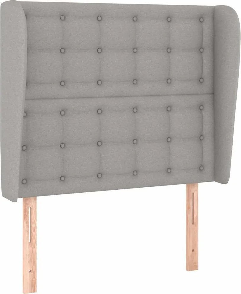 Čelo postele typu ušák světle šedé 93 x 23 x 118/128 cm textil 3118372