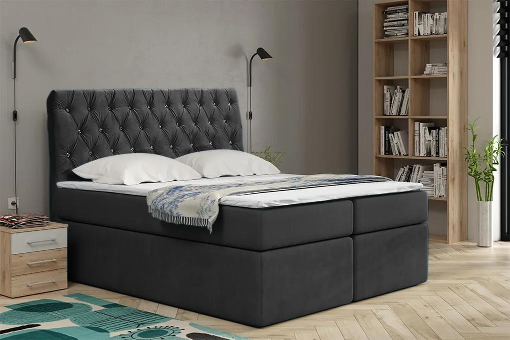 Eka Kontinentální čalouněná postel Luxurious - Cassablanca (160x200 cm) Barva látky Trinity: (2312) Zelená