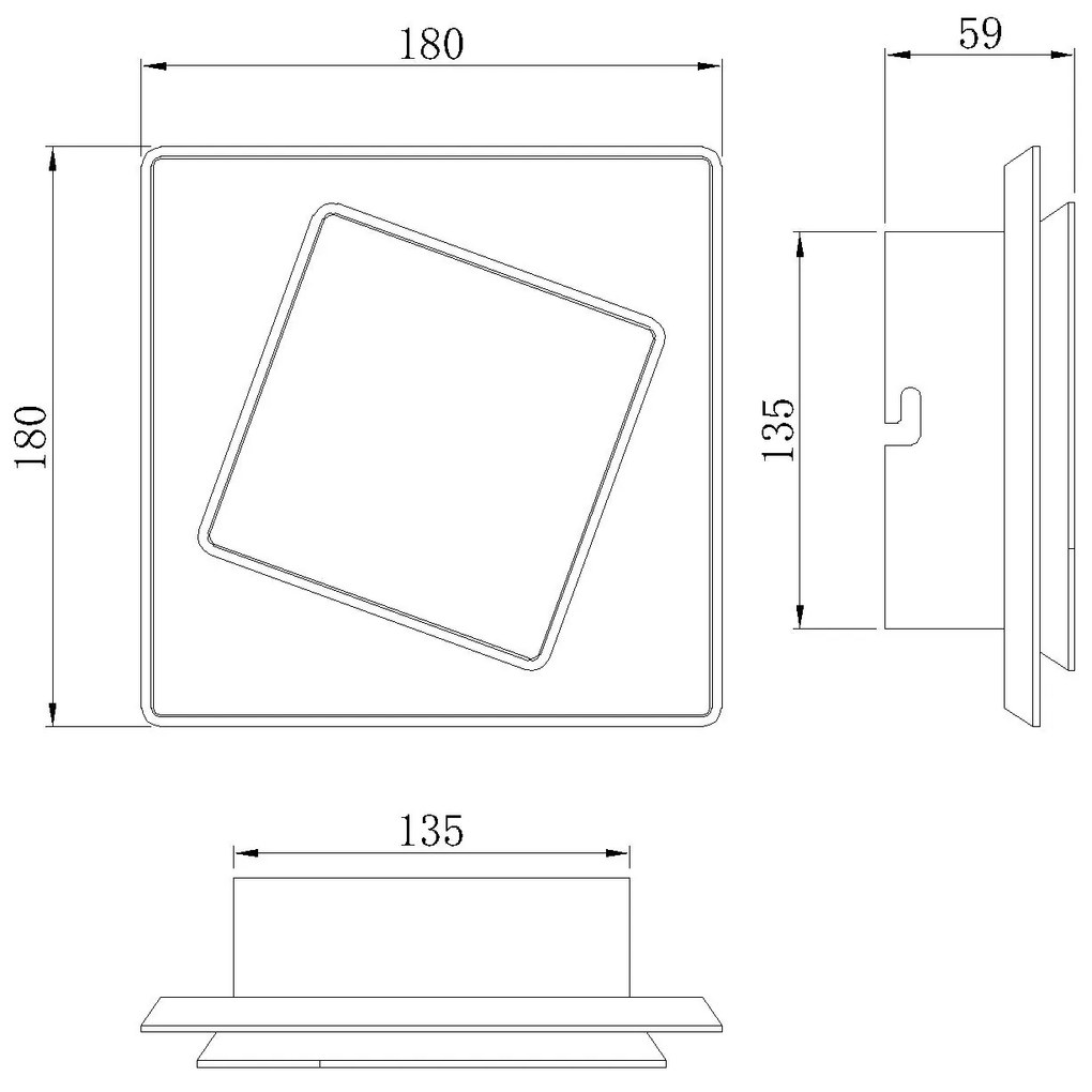 Mantra Dakla, černé kubistické svítidlo, 12W LED 3000K, 18x18cm