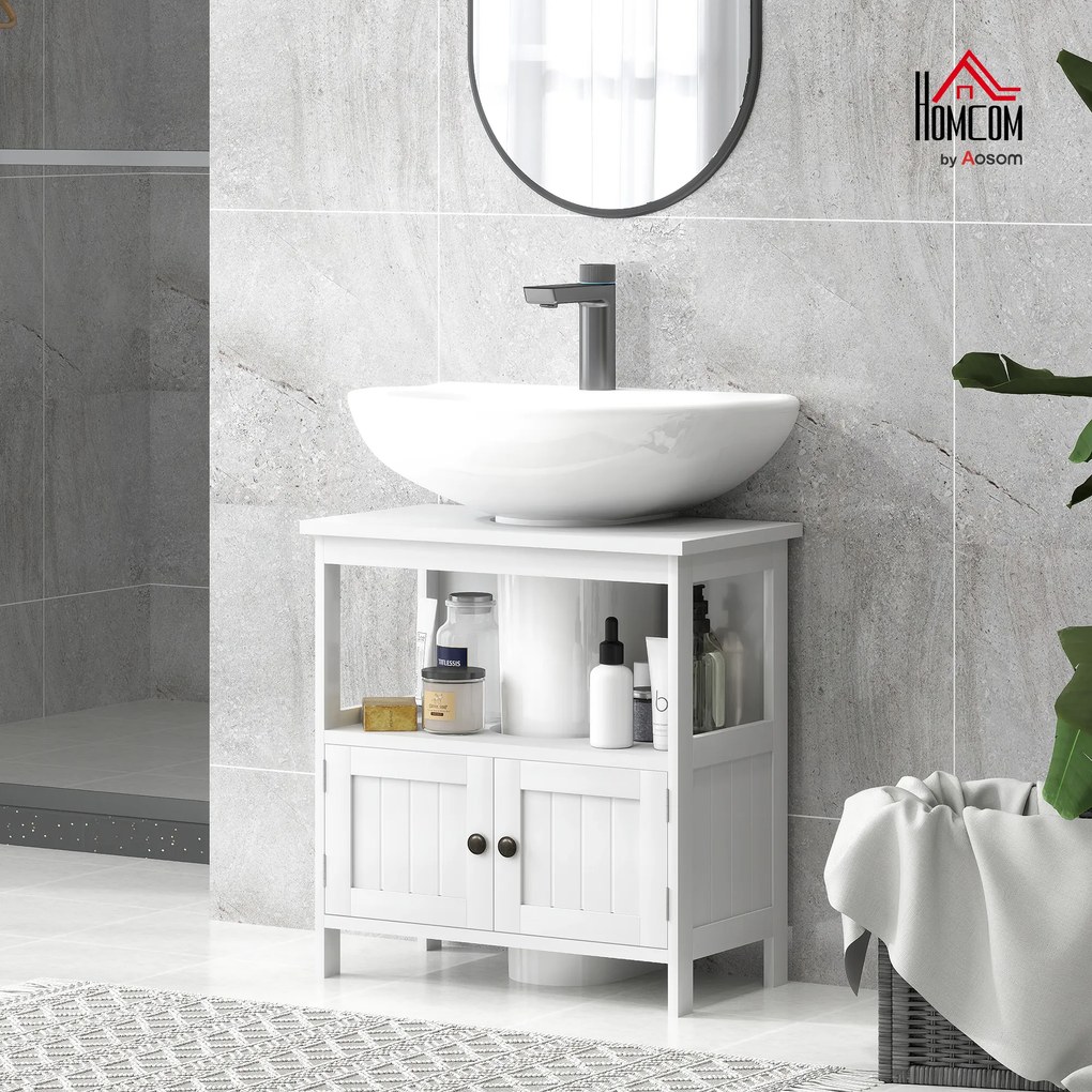 Podskříňový kabinet Kleankin se 2 dvířky a otevřenou policí, moderní design, nosnost 30 kg, 60x30x60 cm, bílý