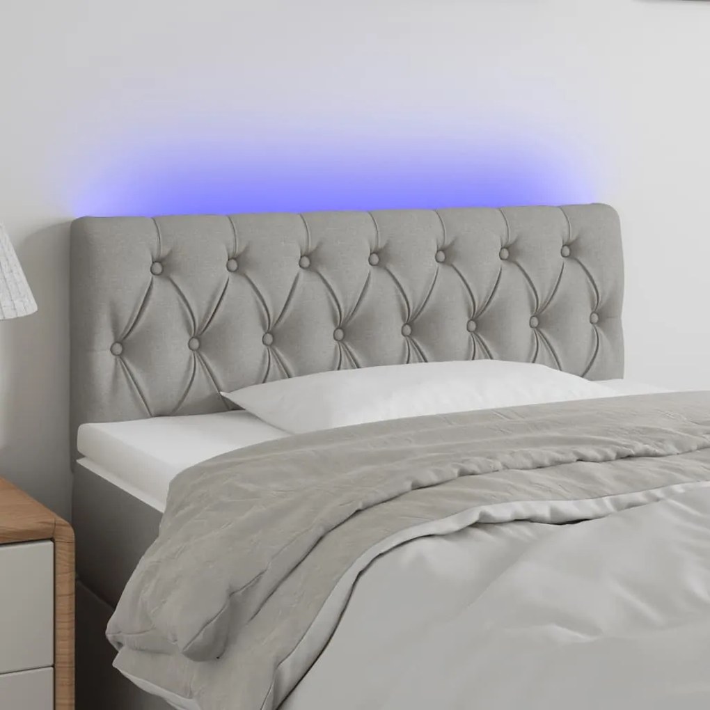 Čelo postele s LED světle šedé 90 x 7 x 78/88 cm textil 3121930