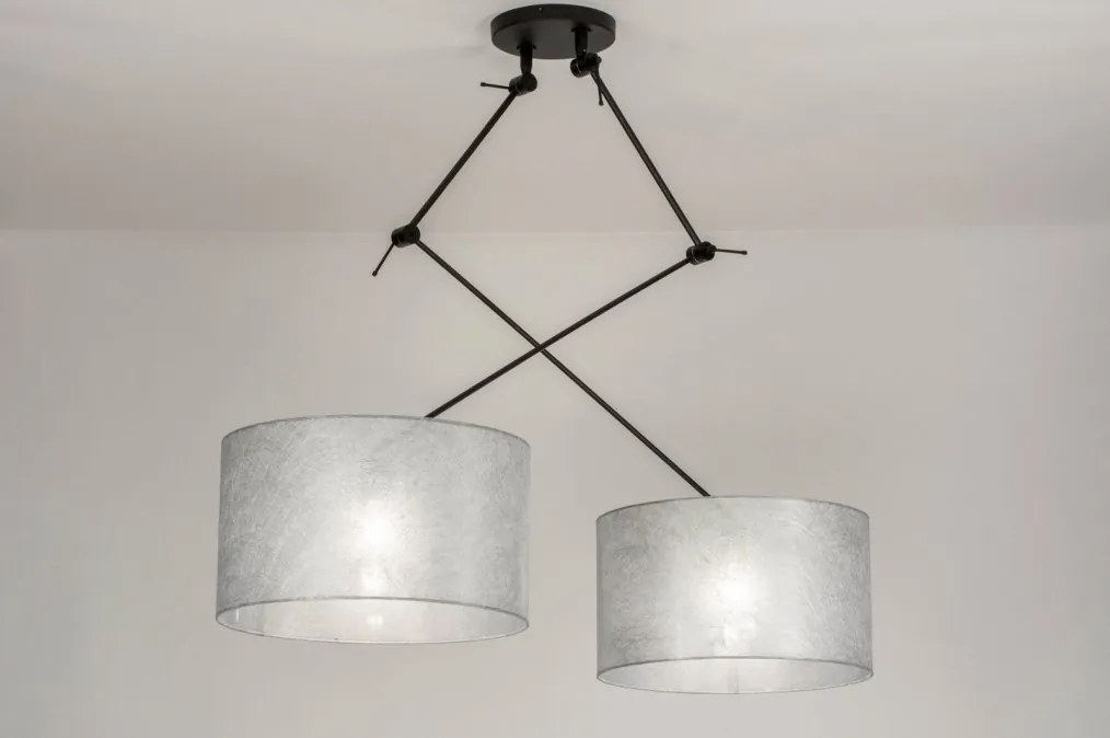 Závěsné designové svítidlo nad stůl Snap Light Duo Silver Look and Black