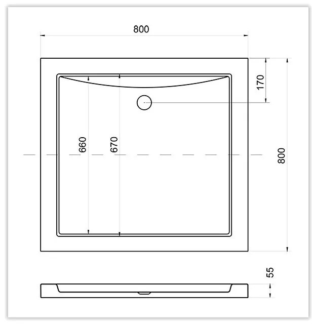 BESCO AQUARIUS STONE EFFECT, čtvercová sprchová vanička Rozměr A - 90 cm, Rozměr B - 90 cm, Rozměr C - 5.5 cm - OLBVANACAQU90S