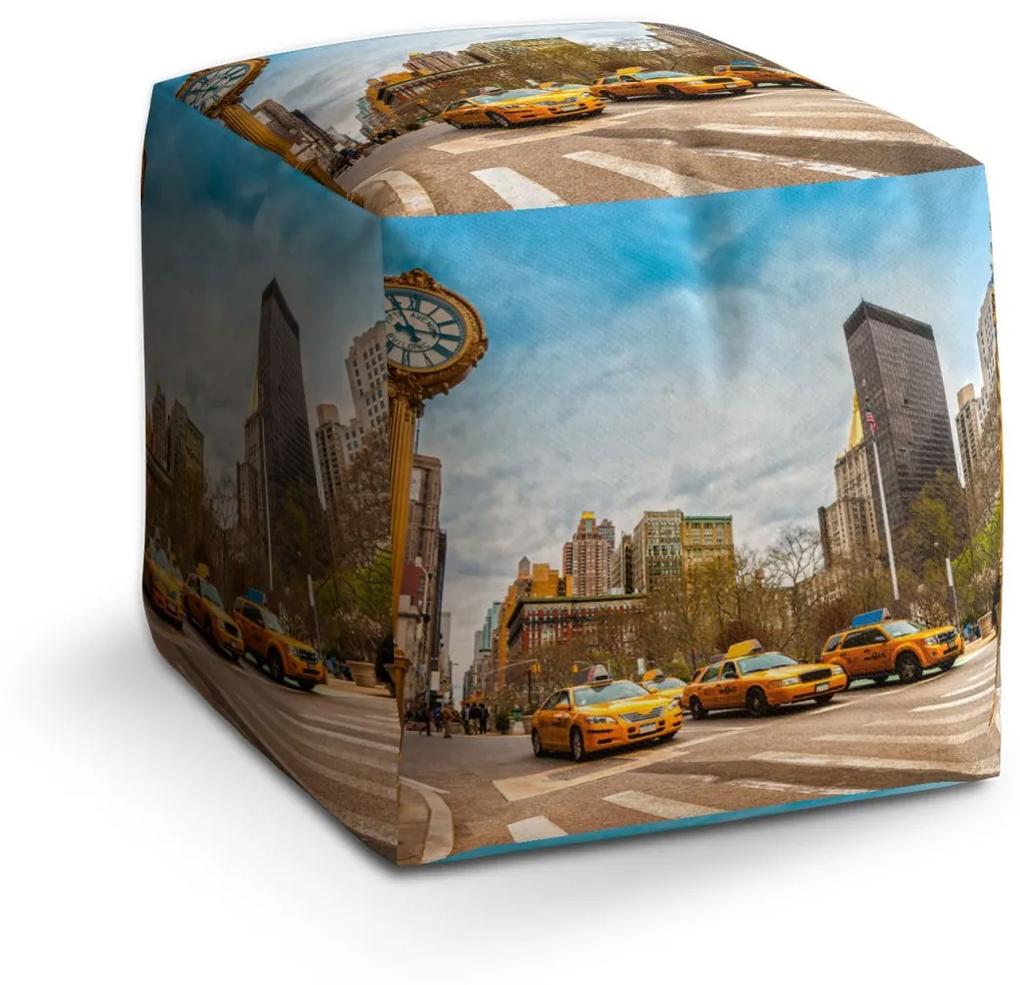 Sablio Taburet Cube Žluté taxiky 2: 40x40x40 cm