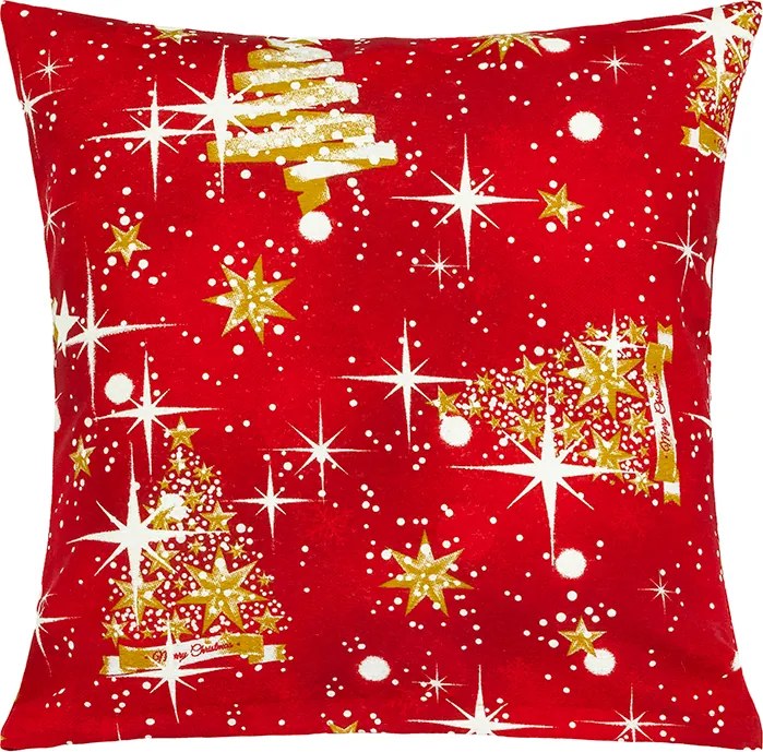 Bellatex Polštářek VÁNOCE Červená,Zlatá 45x45 cm