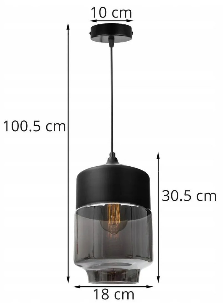 Závěsné svítidlo OSLO 1, 1x černé/grafitové skleněné stínítko