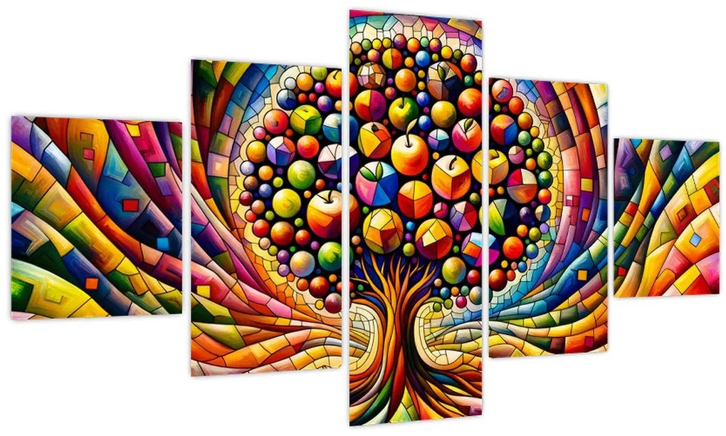 Obraz - Barevný strom s jablky (125x70 cm)