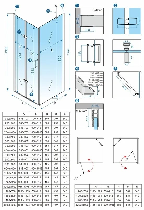 BPS-koupelny Obdélníkový sprchový kout HYD-OK20E 110x90 černá/transparent - bez vaničky