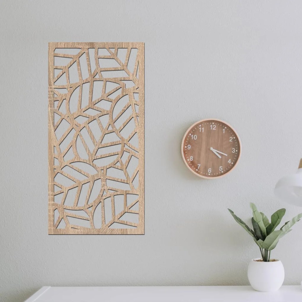 dřevo života Dřevěný dekorační panel LEAF II Rozměry (cm): 20x40, Barevný vzor: Šedá