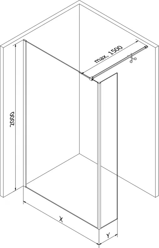 Mexen Kioto, sprchový kout typ Walk-in 90 x 30 cm, 8mm čiré sklo, profil růžové zlato, 800-090-212-60-00-030