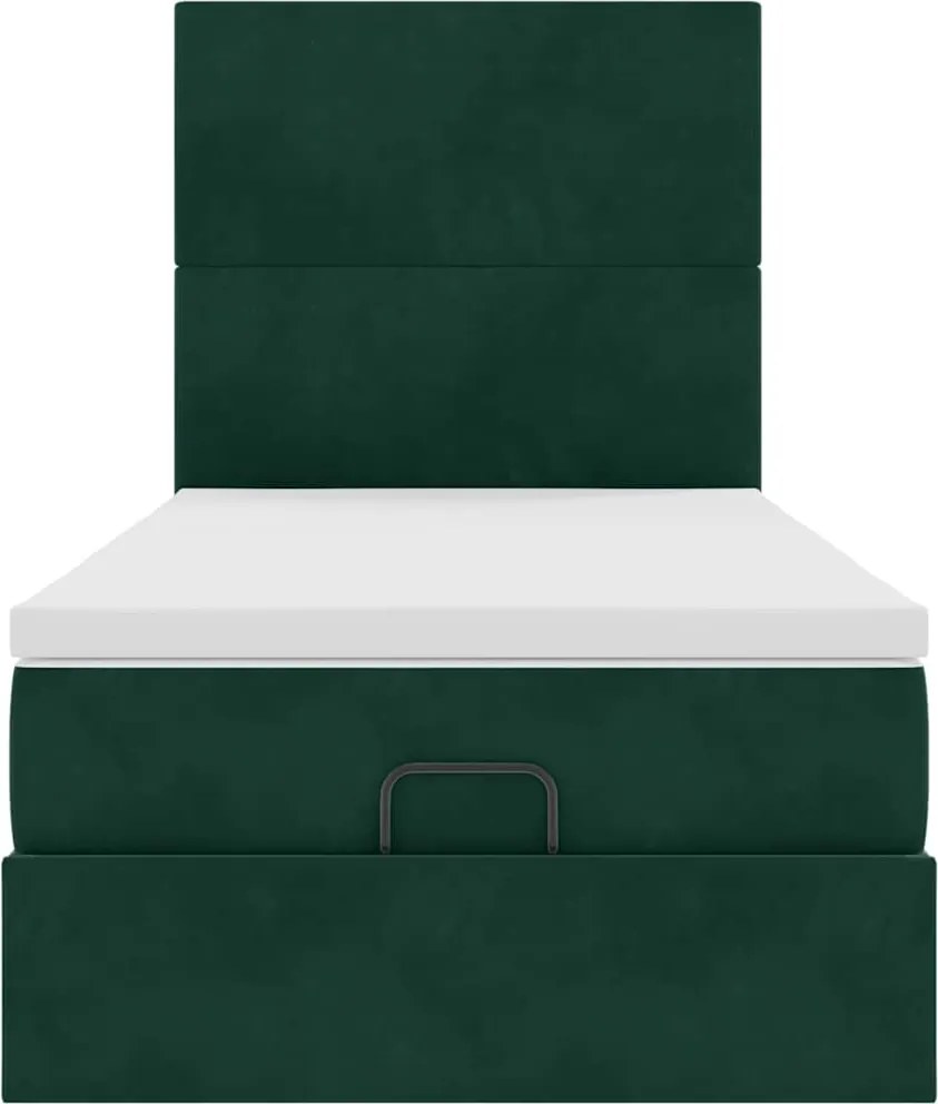Osmanský rám postele s matracemi tmavě zelené 100x200cm samet 3313382