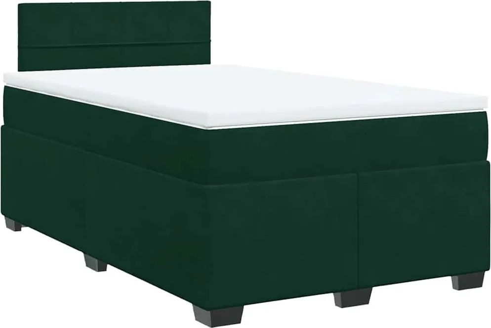 Box spring postel s matrací tmavě zelená 120x190 cm samet 3288561