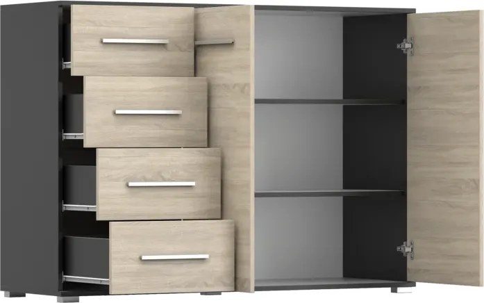 IDZ Komoda FRIDA 2D4S 01, 135 cm Dub Sonoma / Černá