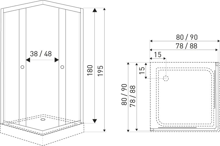 Novoterm Čtvercový sprchový kout NV-Pixel 90x90 chrom/potisk - bez vaničky