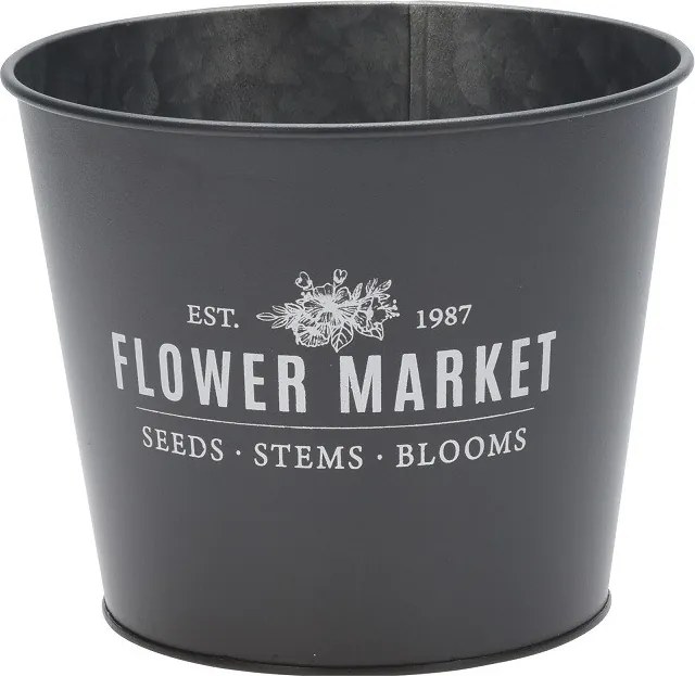 Květináč Flower market – černý 17 × 14 cm